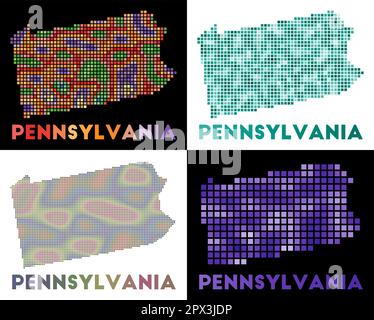 Pennsylvania map design. Map of the US state with regions in emerald ...