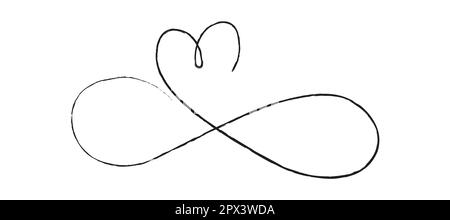 Black thin lines two hearts love infinity symbol on white background ...