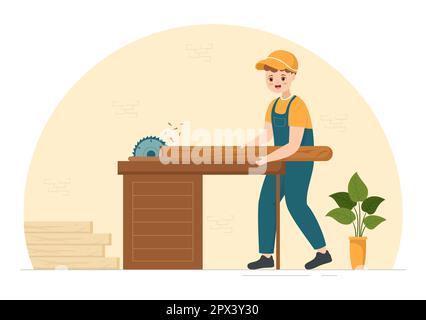 Woodworking with Wood Cutting by Modern Craftsman and Worker using ...