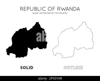Rwanda map. Blank vector map of the Country with regions. Borders of ...