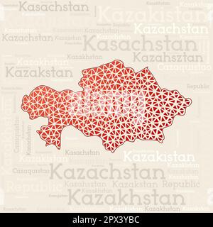 Kazakhstan shape with country names word cloud in multiple languages ...