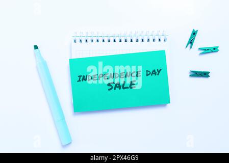 Handwriting text Independence Day Sale. Business concept Promotions and ...