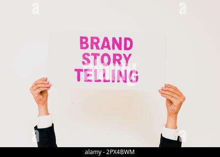 Text sign showing Brand Story Telling. Business photo text Breathing ...