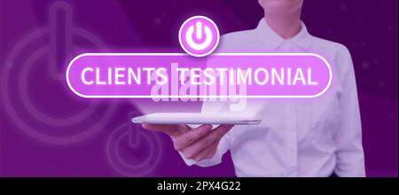 Hand writing sign Clients Testimonial, Word for Formal Statement ...