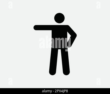 Stick Figure Gesture Icon. Man Person Character Point Pointing Arm Hand ...