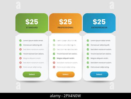 Minimal pricing comparison list with check mark ui design in smartphone shape Stock Vector Image ...
