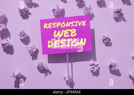 Hand writing sign Responsive Web Design. Internet Concept web page creation that makes use of ...