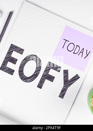 Text caption presenting Eofy, Concept meaning a mega sale held on an ...