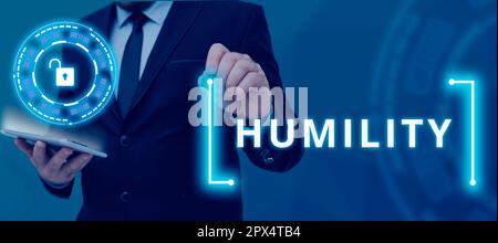 Sign displaying Humility, Concept meaning being Humble is a Virtue not ...