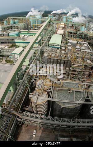 Pulp and paper mill, Riau, near Pekanbaru, Sumatra, Indonesia, Asia ...