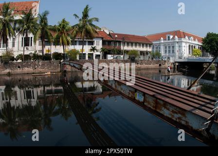 Dutch Colonial buildings by canal, Batavia, Jakarta, Indonesia Stock ...