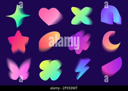 Y2k blurry gradient butterfly shape with sparkle or stars. Pastel ...