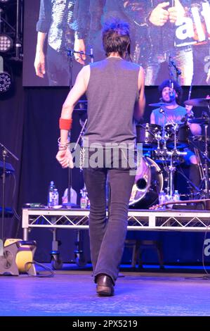 A rock band alter ego on stage at Fremont Street in Las Vegas Stock ...