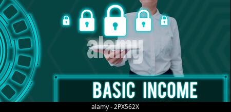 Hand writing sign Basic Income. Internet Concept periodic cash payment ...