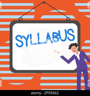 Hand writing sign Syllabus. Business concept a summary outline of a ...