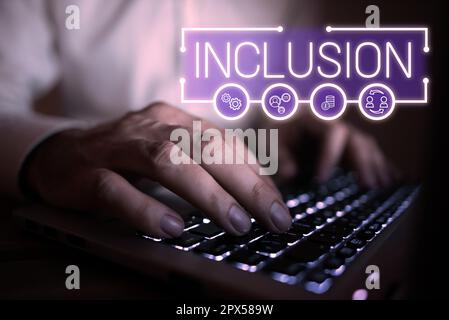 Text sign showing Inclusion. Conceptual photo action state including of ...