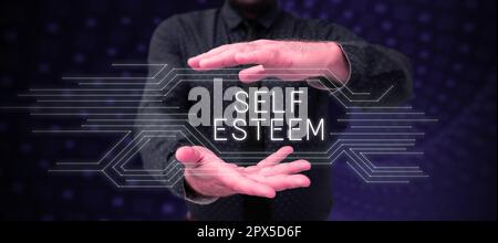 Conceptual caption Self Esteem, Concept meaning a feeling of having ...