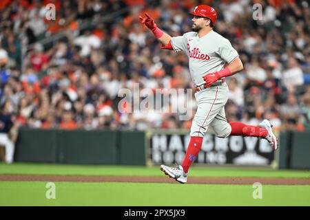 Philadelphia Phillies' Kyle Schwarber hits a home run against San Diego ...