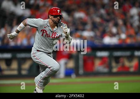 Philadelphia Phillies right fielder Nick Castellanos catches the ball ...