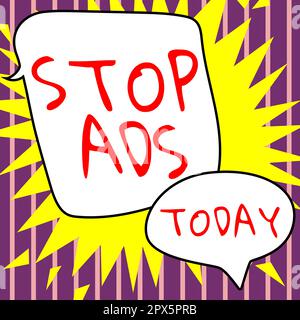 Hand writing sign Stop Ads, Business idea program that will remove ...