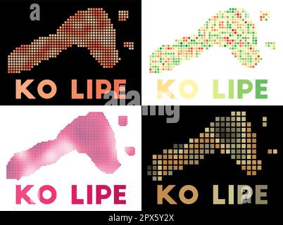 Ko Lipe map. Map of Ko Lipe in dotted style. Borders of the island ...
