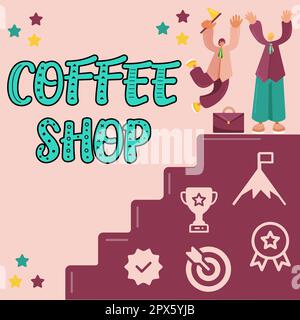 Hand writing sign Coffee Shop. Business approach small informal ...