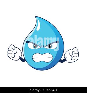 Water Drop Mascot with angry gesture. Vector illustration isolated on ...