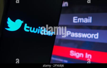 In this photo illustration, a Twitter login screen is seen displayed on ...