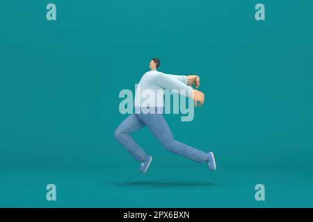 Cartoon character wearing jeans white long shirt. 3d illustrator in ...