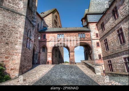 The ramp to the entrance of the Marburg Castle Stock Photo - Alamy