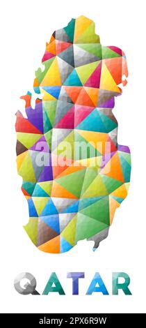 colorful geometric Qatar map- vector illustration Stock Vector Image ...