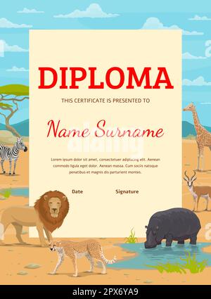 Certificate template with wild animals illustration Stock Vector Image ...