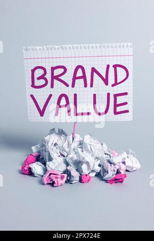 Handwriting text Brand Value. Business idea company generates from ...