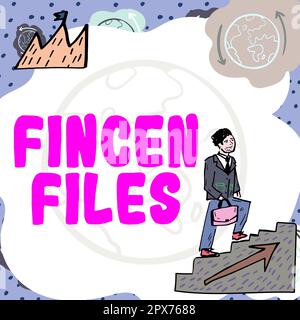 Sign displaying Fincen Files. Word Written on Transactions in financial ...