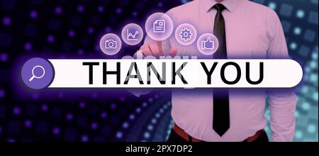 Handwriting text Thank You. Internet Concept replaying on something ...