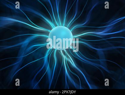 Plasma globe on black background, illustration. Physics Stock Photo - Alamy