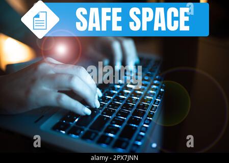 Writing displaying text Safe Space. Business idea a place or room in ...