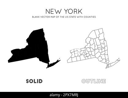New York state map with counties borders and colored congressional ...