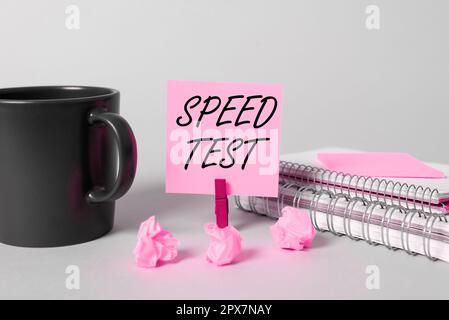 Conceptual caption Speed Test, Business showcase psychological test for ...