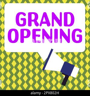 Inspiration showing sign Grand Opening. Business approach Ribbon ...