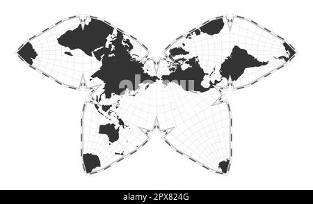Vector world map. Steve Waterman's butterfly projection. Plain world ...