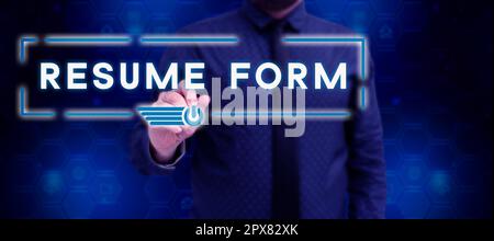 Writing displaying text Resume Form. Business showcase describe the ...