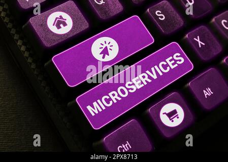 Sign displaying Microservices. Word for Software development technique ...