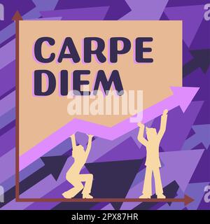 Text caption presenting Carpe Diem. Word Written on public festival ...