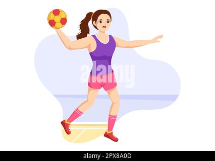 Handball Illustration of a Player Touching the Ball with His Hand and ...