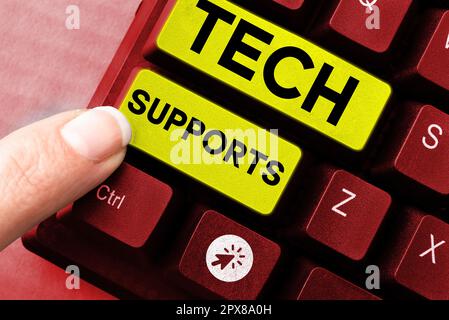 Conceptual caption Tech Supports, Word Written on Help given by ...
