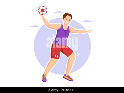 Handball Illustration of a Player Touching the Ball with His Hand and ...