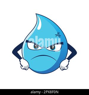 Water Drop Mascot with angry gesture. Vector illustration isolated on ...