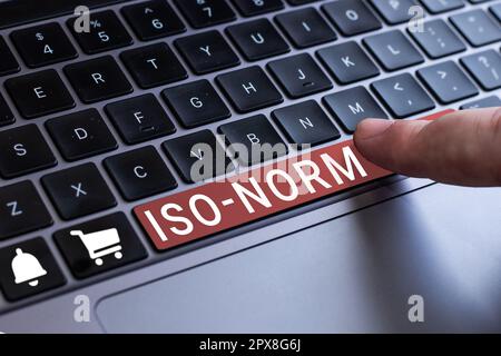 Inspiration showing sign Iso Norm. Concept meaning An accepted standard ...