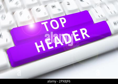 Conceptual caption Top Header. Business idea text at the top of a page ...